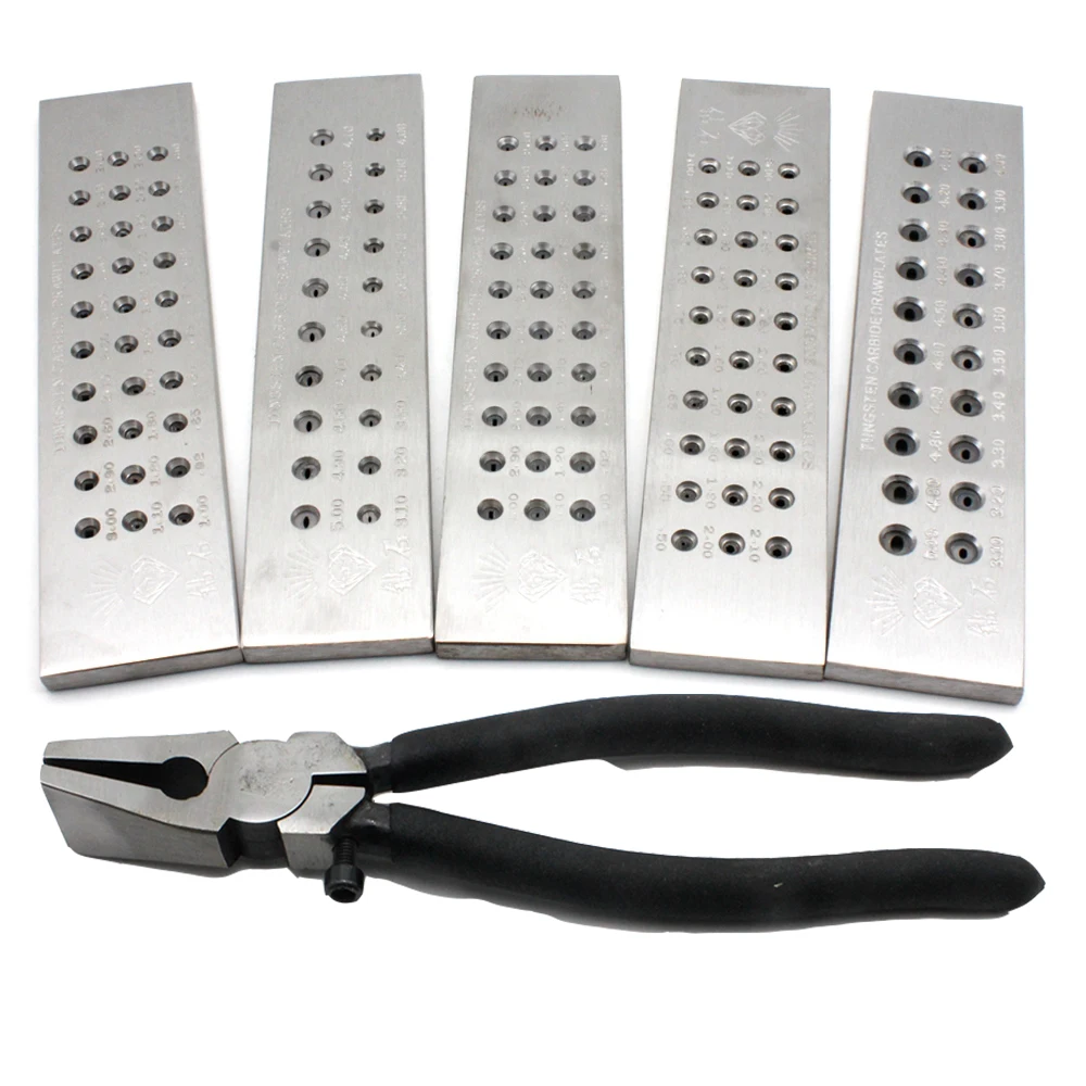 Wire Draw Plates Drawplate Pulling Plier Set For Jewelry Making Round Rectangle Hexagon Oval