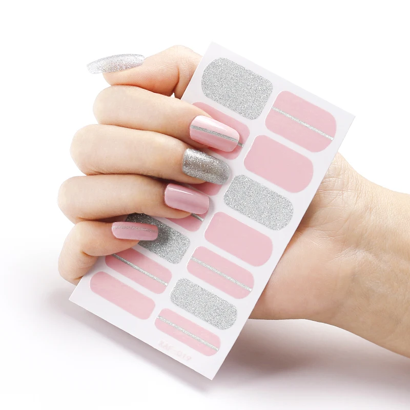 Sanuxc-Shiny-Pink-Nail-Stickers-Self-Adhesive-Nail-Wraps-for-Women ...