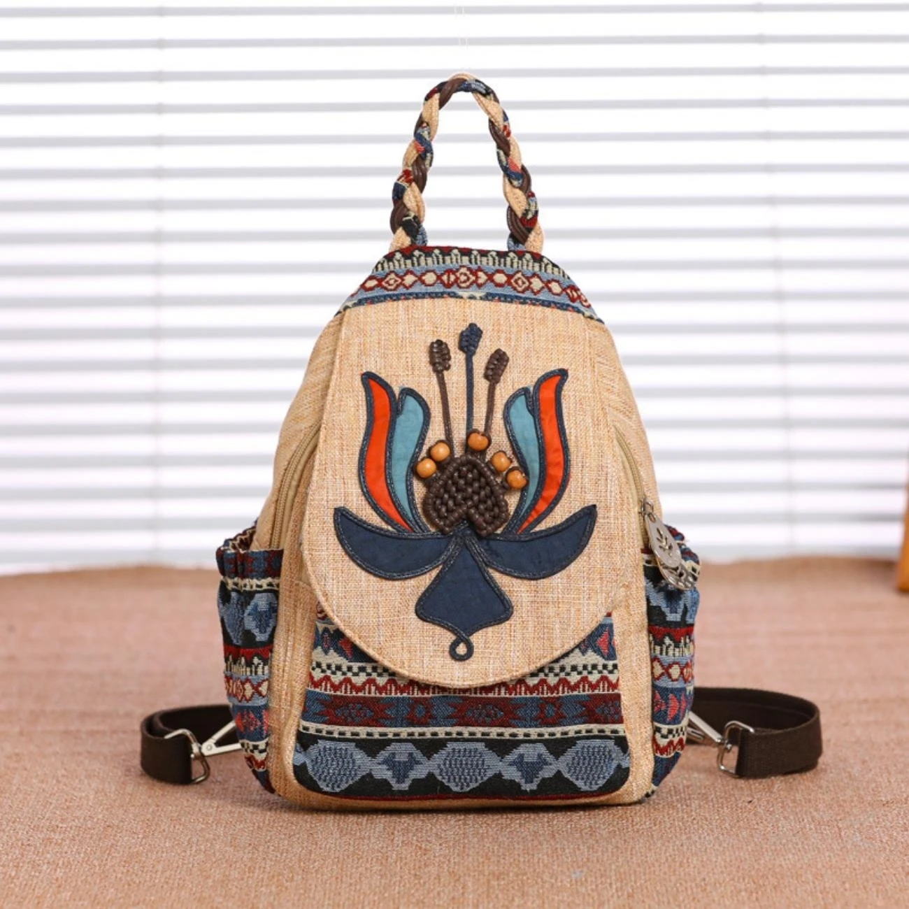 Ethnic-style-hand-woven-backpack-with-double-layer-fabric-and-versatile ...