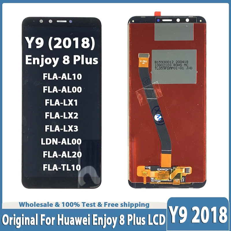 Original 5.93" LCD For Huawei Y9 2018 LCD Enjoy 8 Plus FLA L22 LX2 LX1 LX3 Display Touch Screen ...