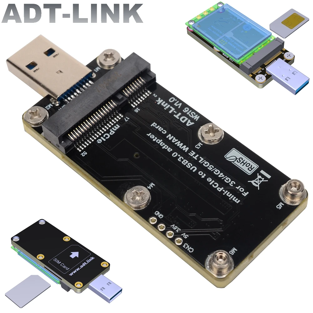 미니 PCI E mPCIe 5G 4G LTE 모듈 무선 카드 USB 3.0 어댑터, 미니 PCIe USB 3.0 변환기 듀얼 ...