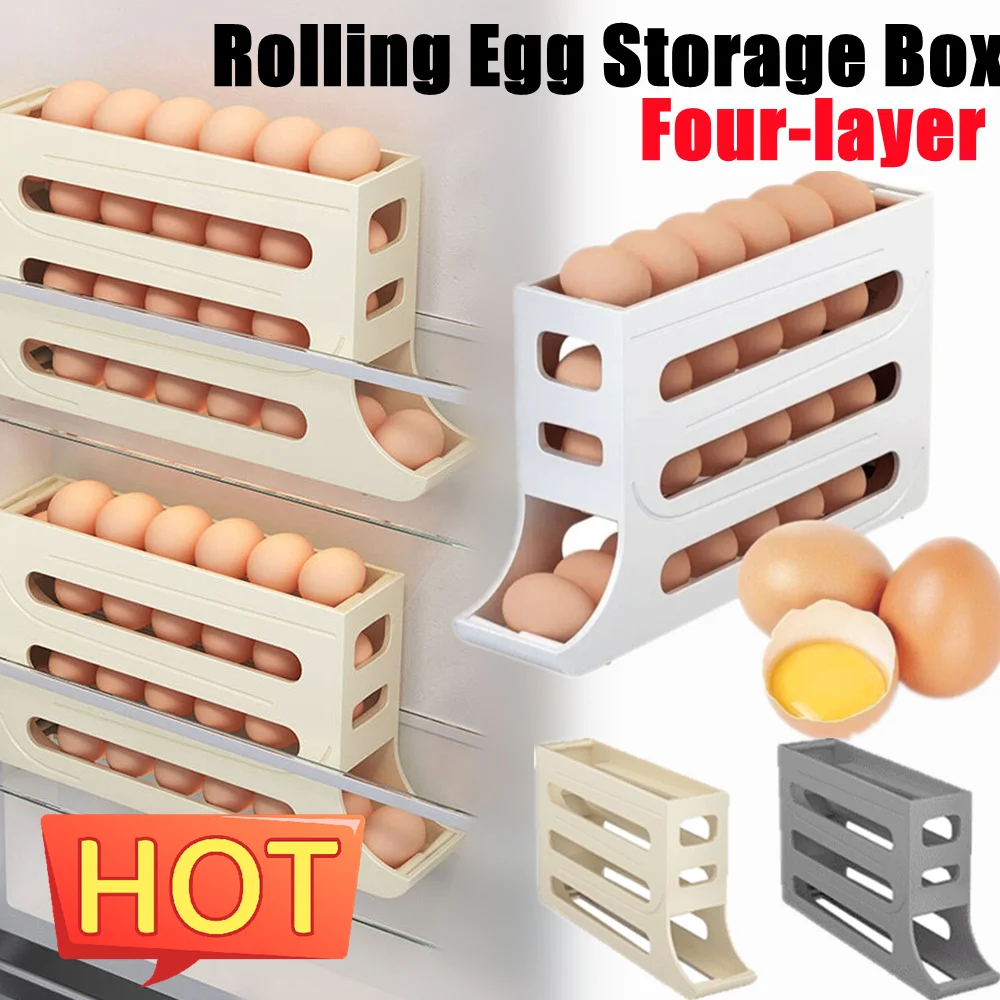 Automatic-Scrolling-Egg-Rack-Holder-Storage-Box-Egg-Basket-Container ...