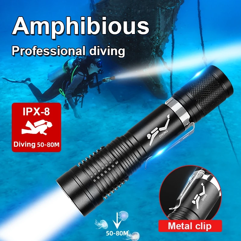 Newest-P20-LED-Professional-Diving-Flashlight-IPX8-Underwater-Lamp ...