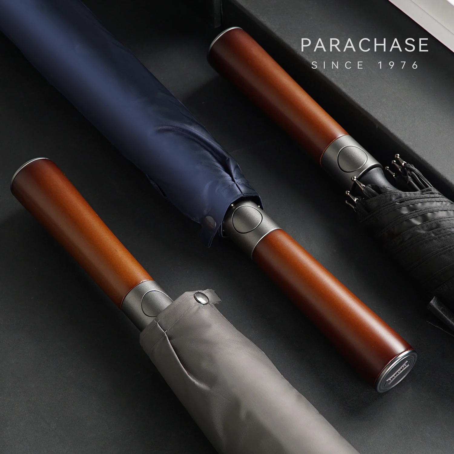 Parachase Big Long Umbrella Windproof Strong, Wooden Handle Sun ...