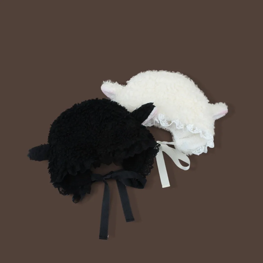 Lace Fluffy Hats New Lamb Cashmere Soft Costume Hats Lamb Ear Cosplay ...