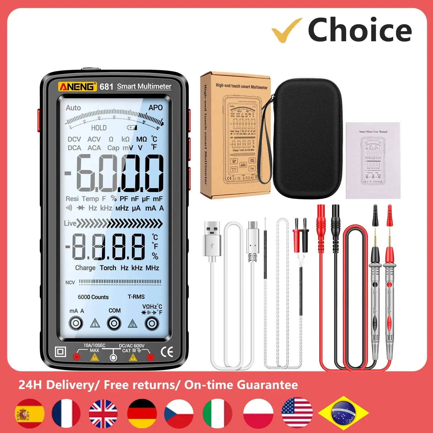 ANENG-681-6000-Counts-Digital-Multimeter-Smart-Anti-burn-Rechargeable ...