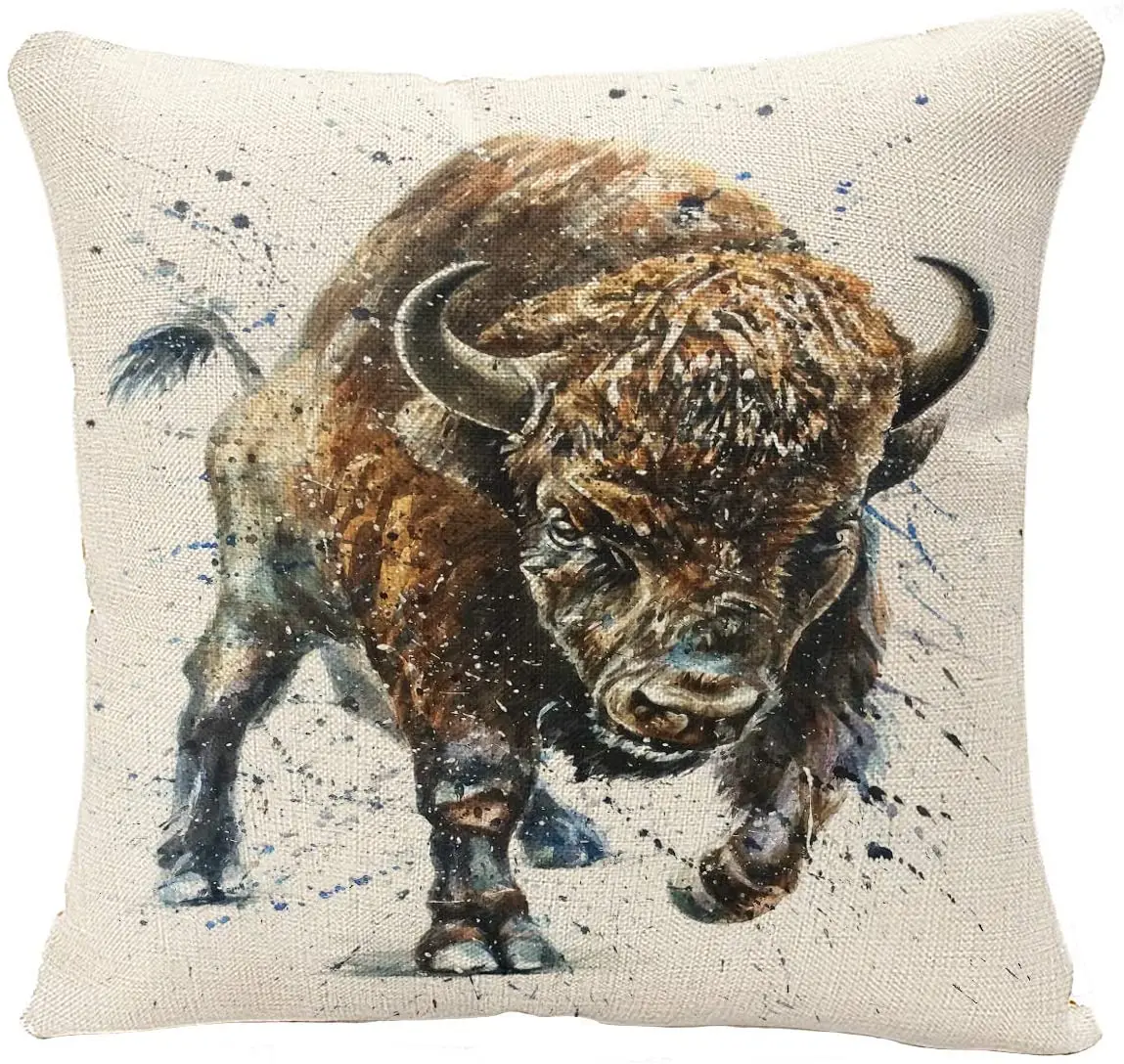 Buffalo Throw Pillow Case Bison Animal Bull American Nature West ...