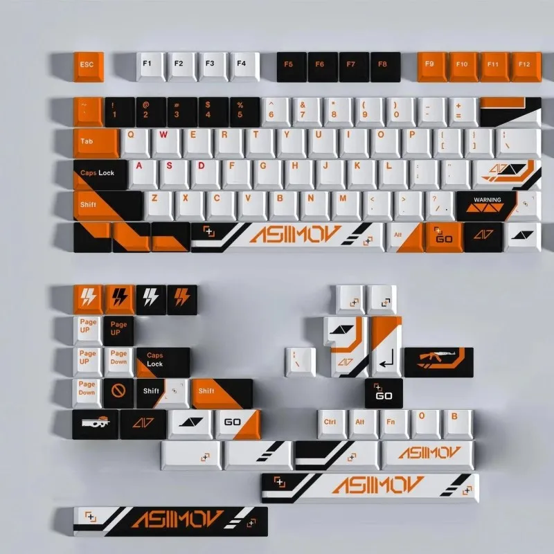 139 Keys/set Asiimov Theme Keycaps PBT Dye Sublimation Lightproof Key ...