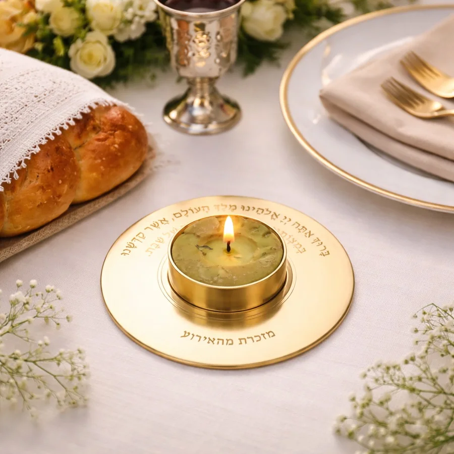 Custom Jewish Shabbat Tealight Candle Holder with Hebrew Blessing, 8cm ...
