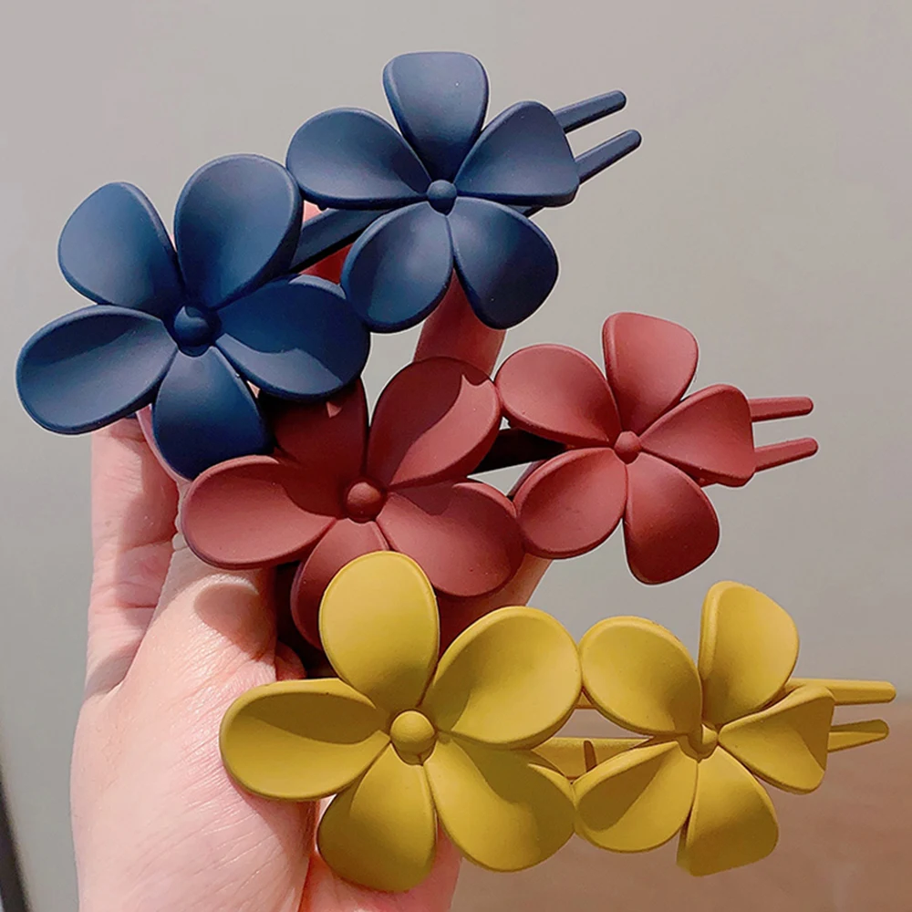 Frosted Flower Big Hair Clip Double Flower Hair Claws Clips Ponytail ...