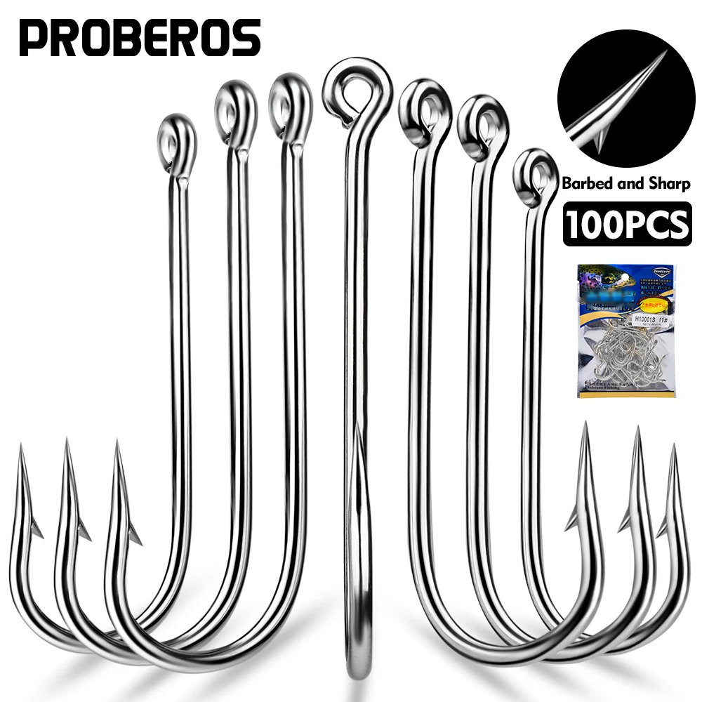 PROBEROS-100pcs-ring-eye-fishing-hook-with-barbed-high-carbon-steel ...