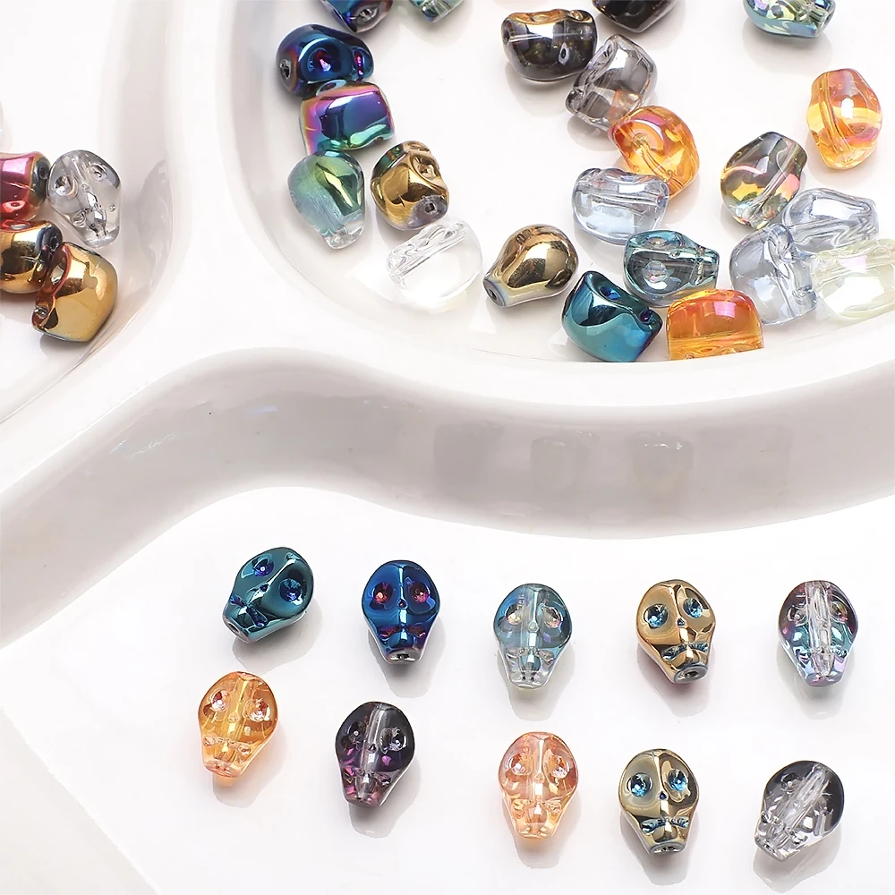 30-Pcs-Lot-8x10mm-Head-Skull-Faceted-Crystal-Glass-Loose-Spacer-Beads ...