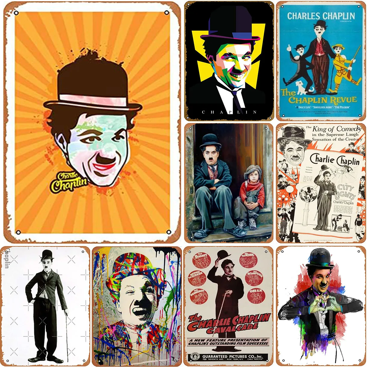 Comedy-Metal-Tin-Signs-Chaplin-Wall-Posters-Plaque-Sign-Vintage-Iron ...