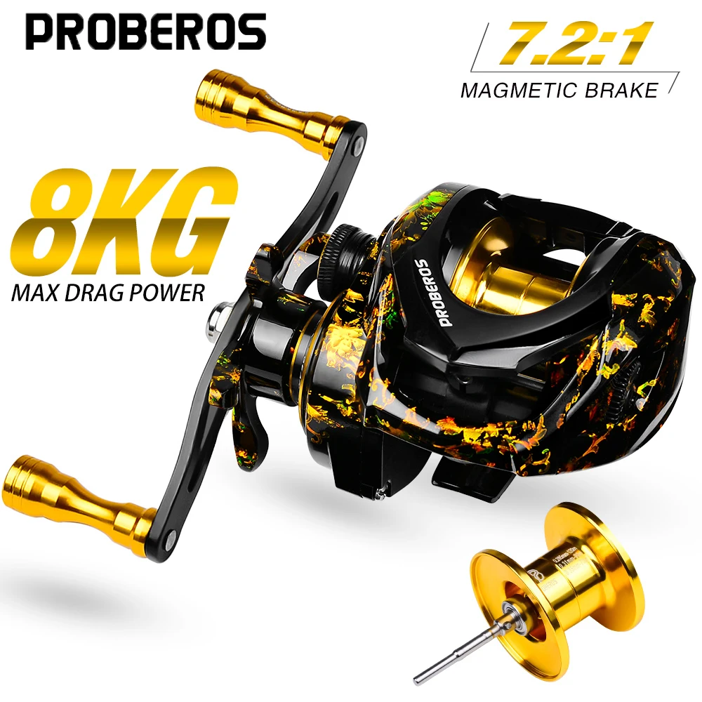 PROBEROS-Baitcast-Reel-7-2-1-Gear-Ratio-Fishing-Reel-Metal-Spool-8kg ...