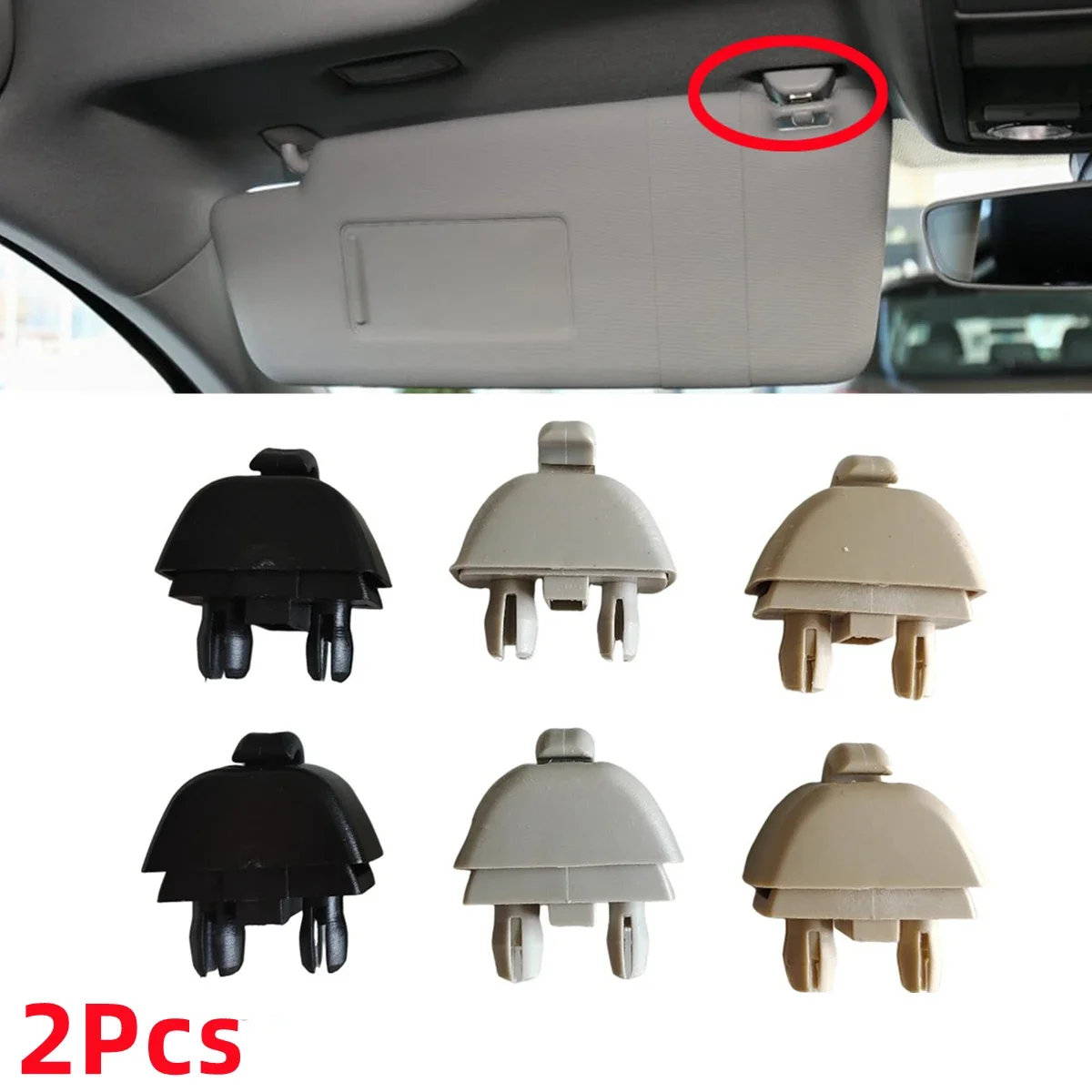 2pcs Black Gray Beige Sun Visor Support Retainer Clip Hook For VW Polo ...