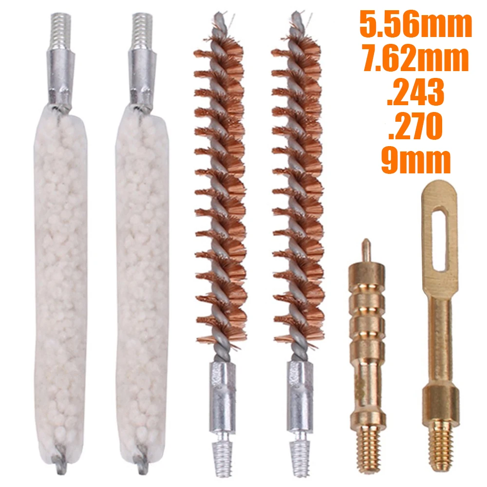 6 Pcs/Set Gun Cleaning Rod Brush Head Kit .30cal 7.62mm .22cal 5.56mm ...