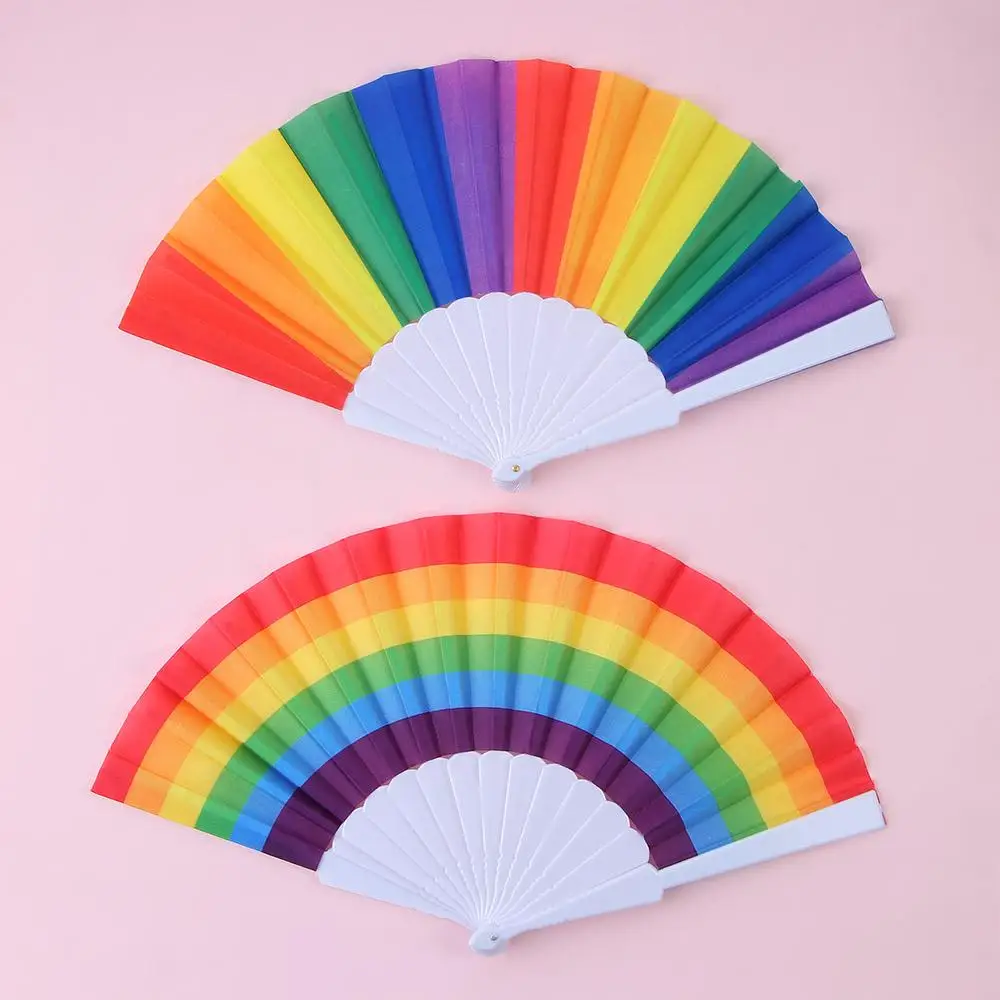 Folding-Dance-Hand-Fan-Summer-Gift-Fan-Crafts-Rainbow-Folding-Fan ...