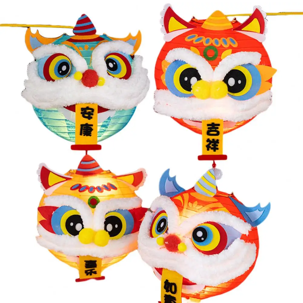 Chinese-Style-Dance-Lion-Lantern-Portable-Handmade-Paper-Lantern-Kids ...