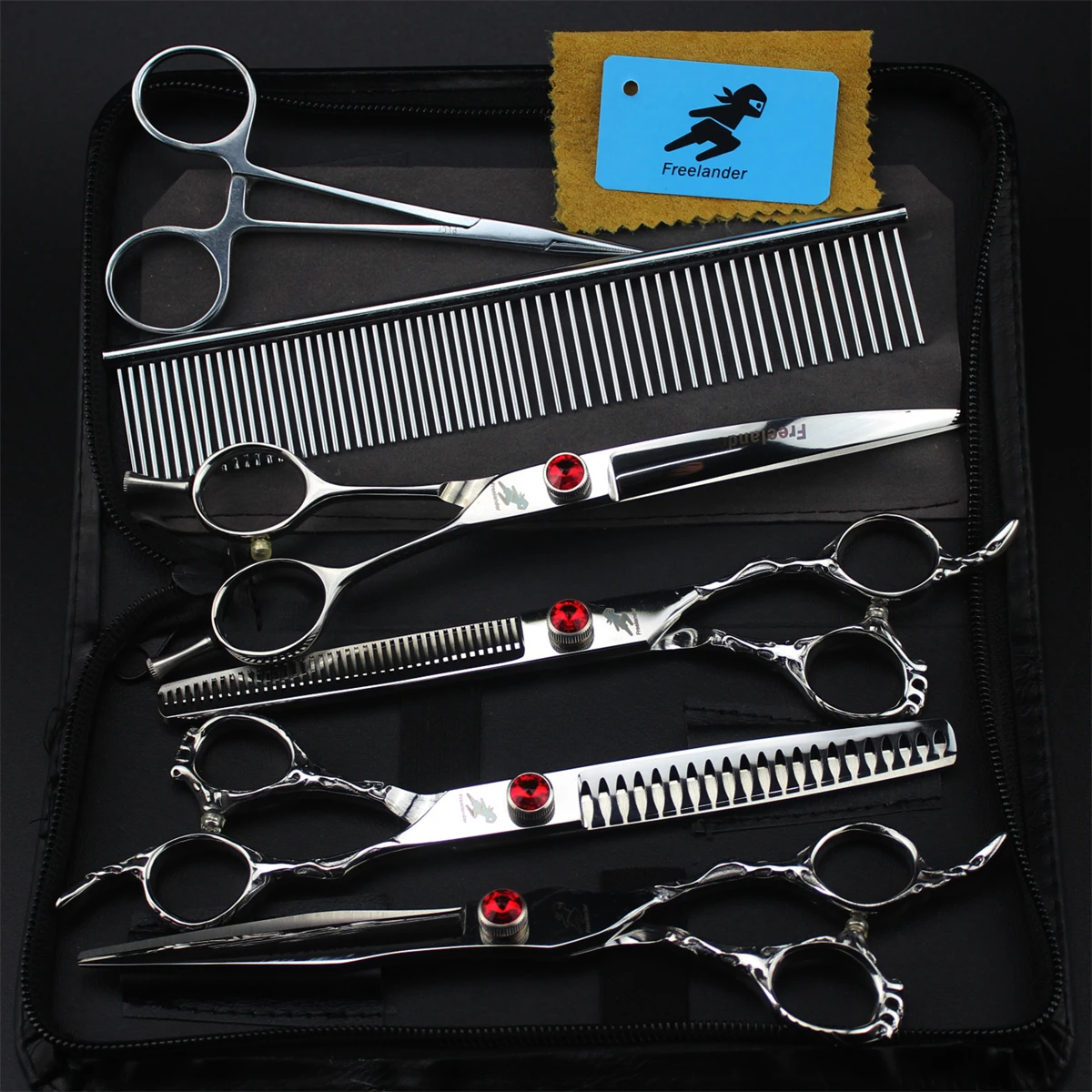 Dog Grooming Scissors Add Bag 7" Japanese 440C Puppy Thinning Shears ...