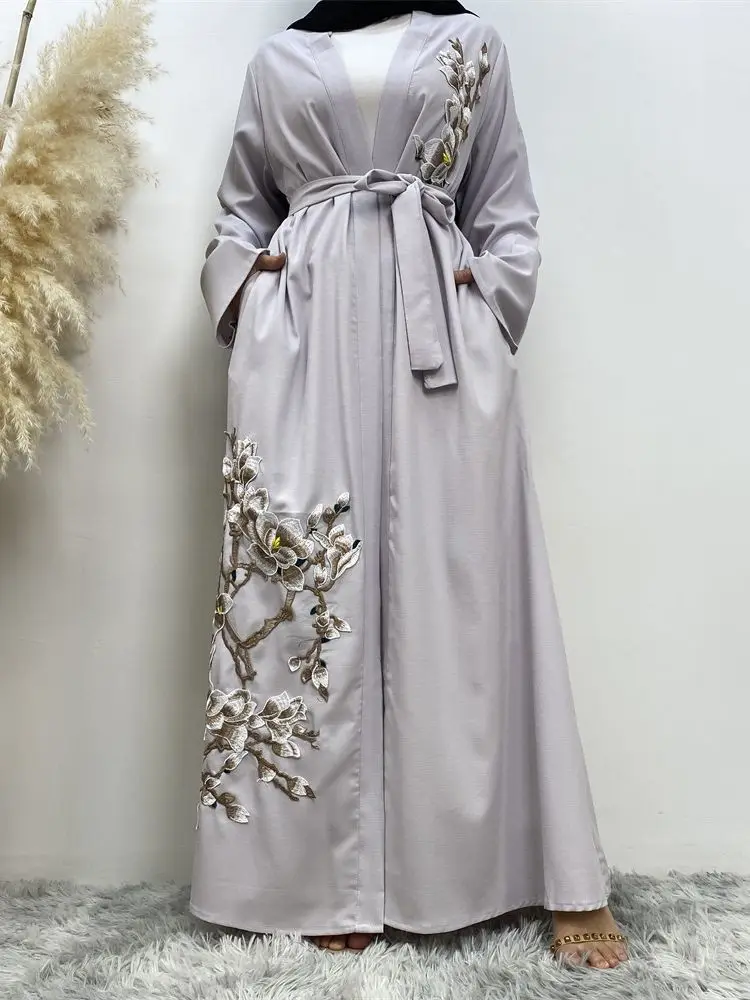 Ramadan Eid Djellaba Cardigan Muslim Dress Dubai Fashion Embroidery ...