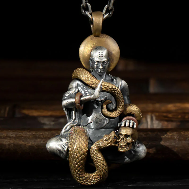 Domineering-Buddha-Subdue-Demons-Pendant-Necklace-Long-Snake-Skull-Long ...