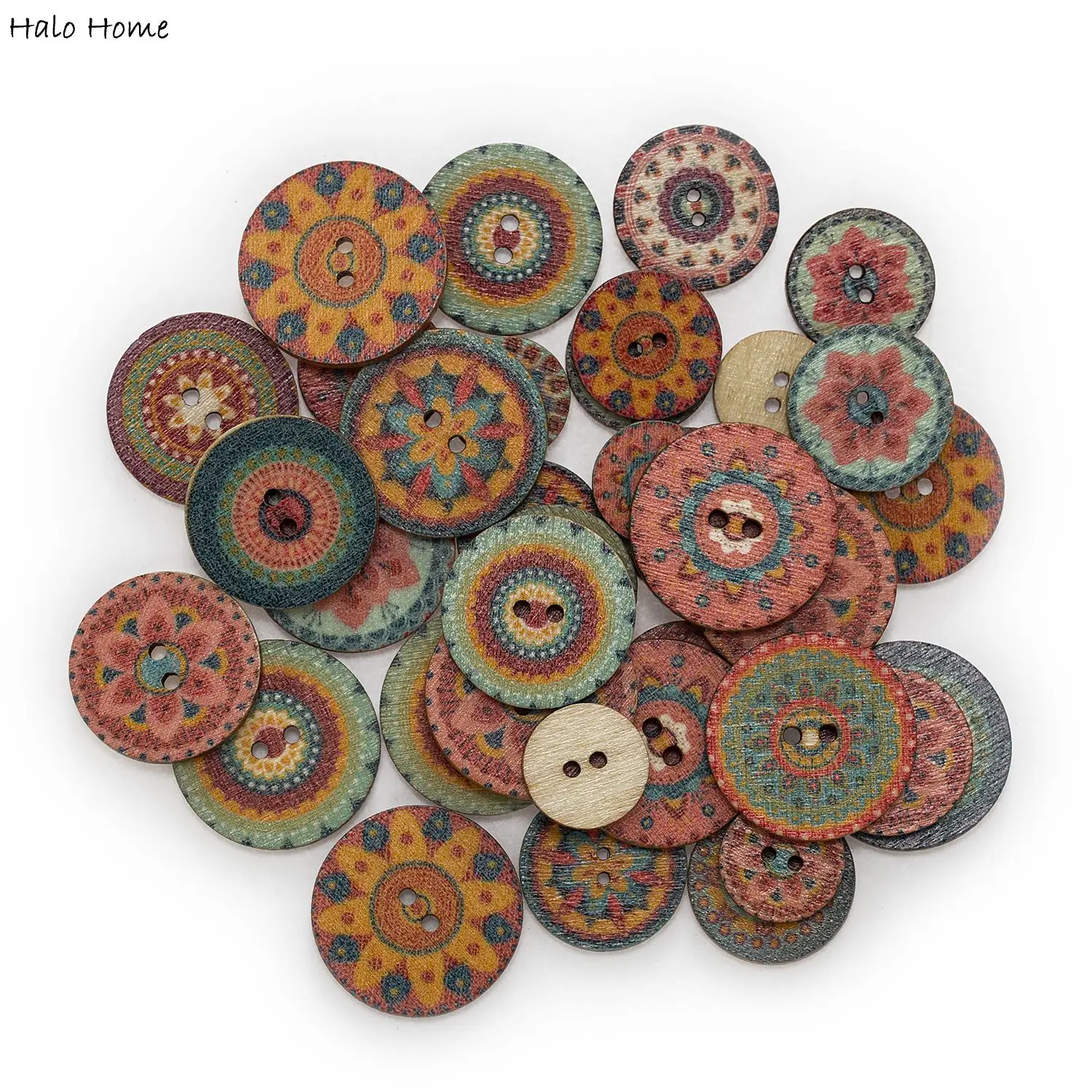 50/100pcs Retro Series Wood Buttons Handwork Sewing Scrapbook Clothing ...