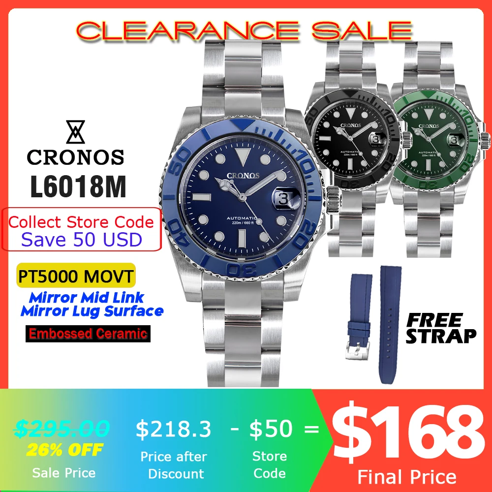 Cronos-Sub-Diver-Men-Watch-Stainless-Steel-PT5000-Bracelet-Ceramic ...