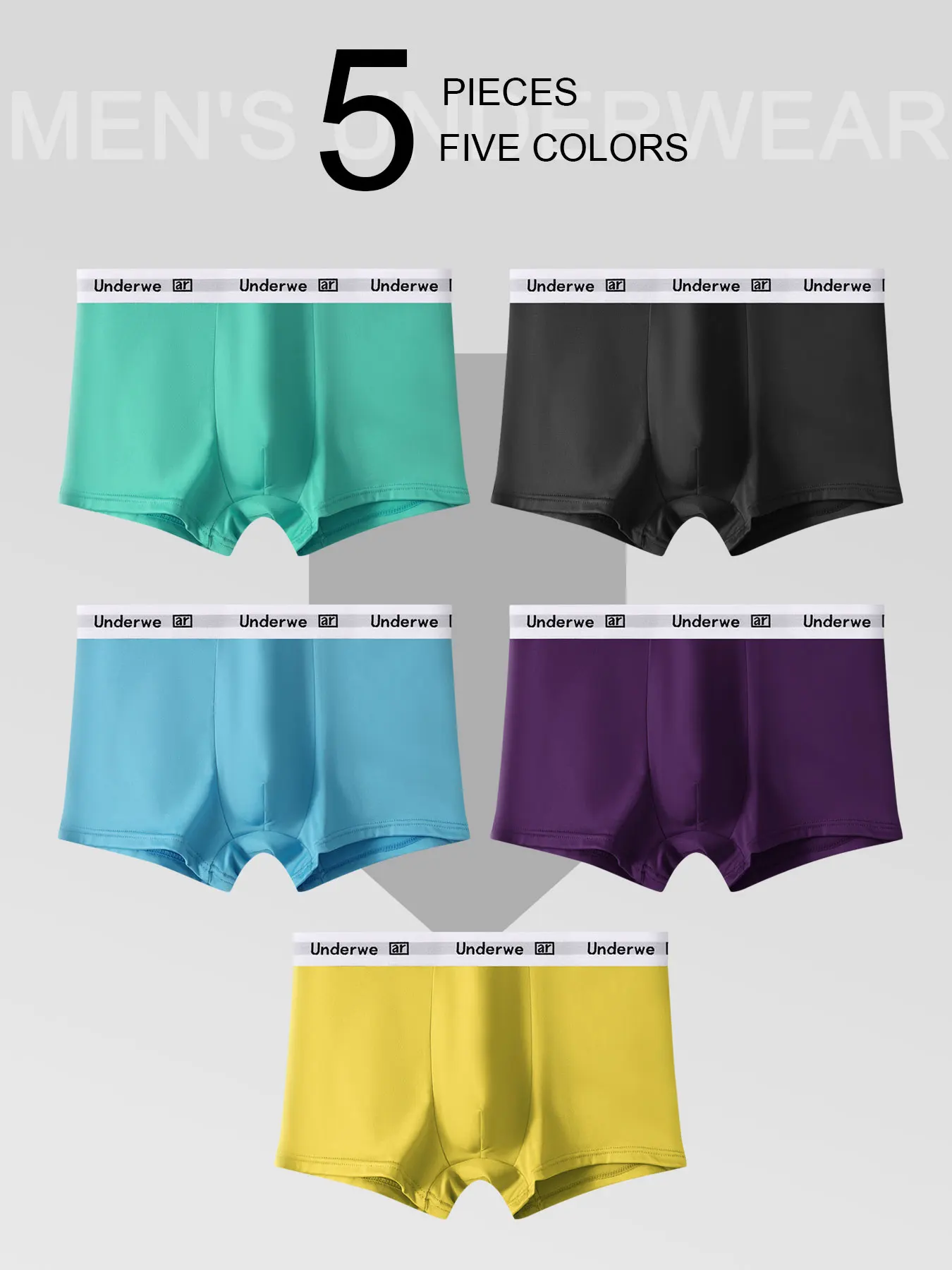 5 Pcs Men's Underwear: “Underwe” Stylish Waist, 5 - Color Set ...