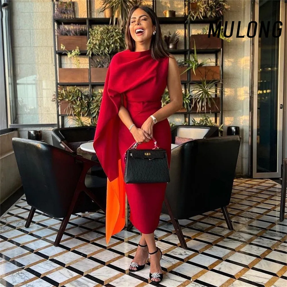 MULONG-Fashion-High-Neck-One-Shoulder-Half-Sleeve-Mermaid-Long-Evening ...