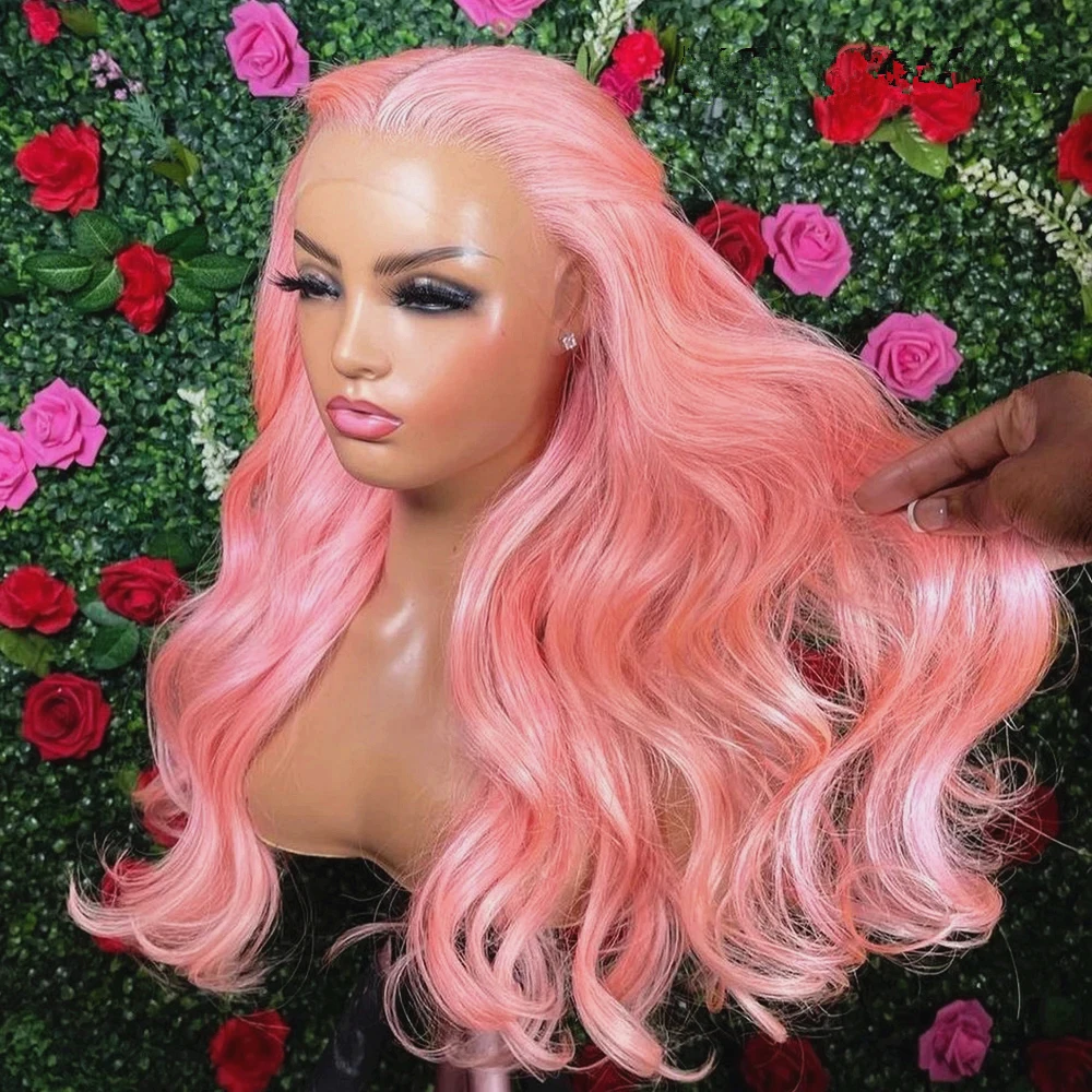 13x4-Body-Wave-Light-Pink-Lace-Front-Wig-Human-Hair-Wigs-Colored-Wig ...