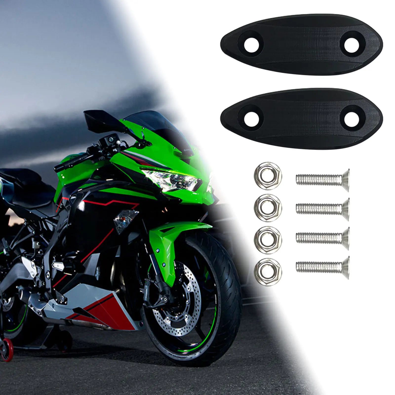 Motorcycle-Rearview-Mirror-Block-Off-Base-Plates-Set-for-ZX6R-2009-2015 ...