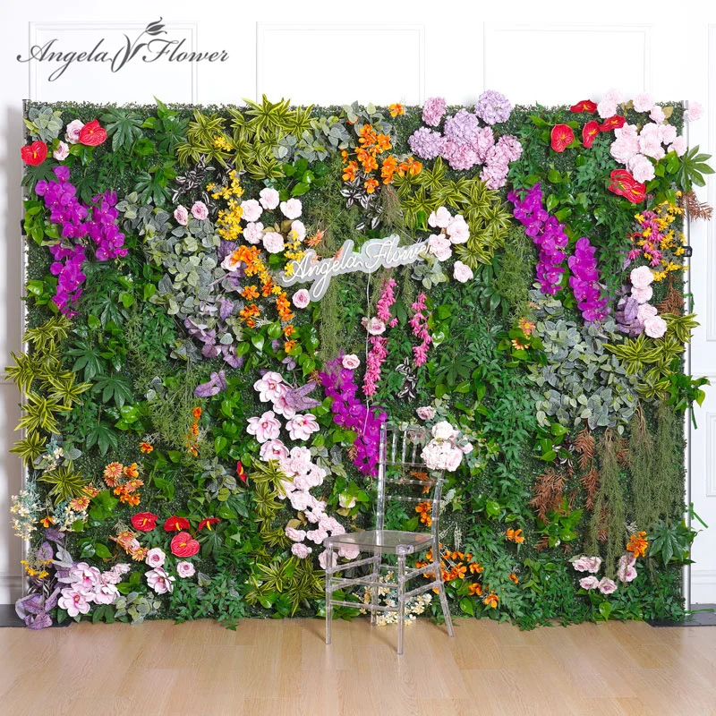 Tropical-Plants-Green-Turf-Wall-Cloth-Base-5D-Rolling-Up-Flower-Wall ...