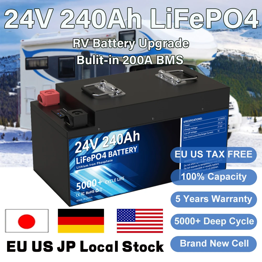 24v 240ah 200ah 100ah Lifepo4 Battery Pack 25.6v 6144wh 102% Capacity ...