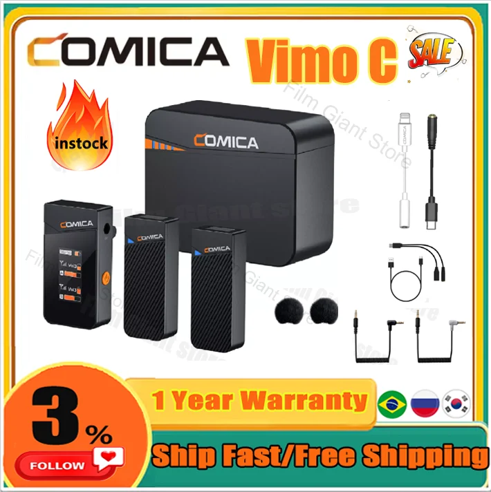 Comica Vimo C 2.4G Mini Wireless Lapel Microphone with Charging Case ...