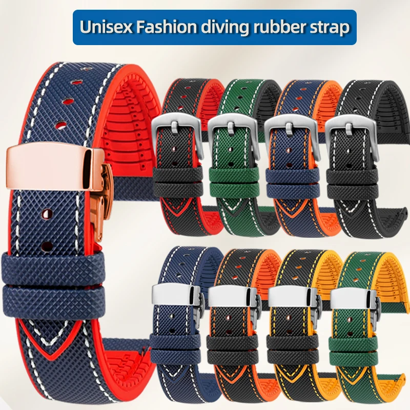 Nylon Rubber Watch strap 20mm 21mm 22mm 23mm 24mm men Band For Longines ...
