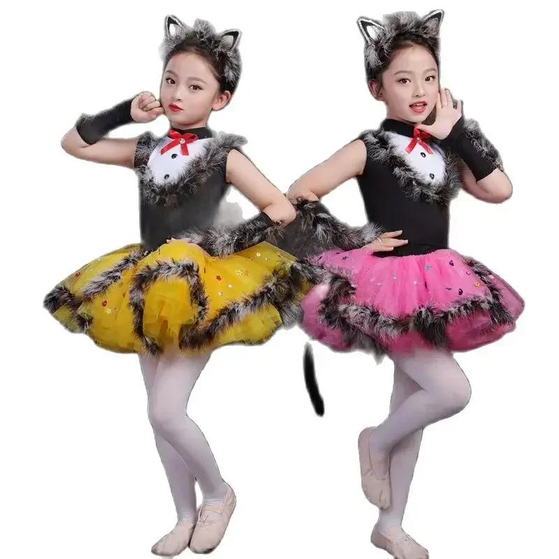 Kitten Cat Dance Girl halloween Costume Contemporary Dance Costumes ...