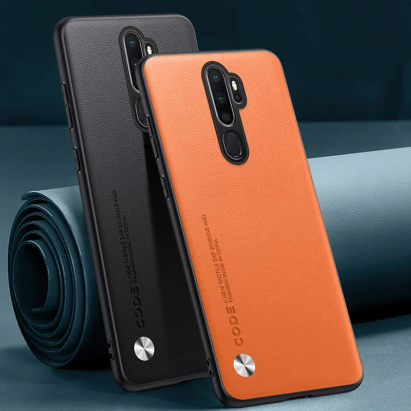 Luxury-PU-Leather-Case-For-OPPO-A9-2020-Back-Cover-Matte-Silicone ...