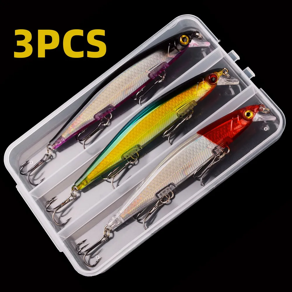 3Pcs-Floating-Wobbler-Minnow-Laser-Fishing-lure-11mm-12-6g-Crankbait ...