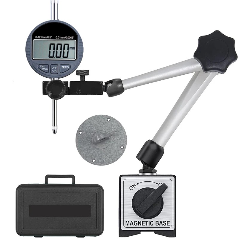 Base magnética, indicador digital de dial electrónico, 0 12,7mm/0,5 "x 0,01mm|Medidores ...