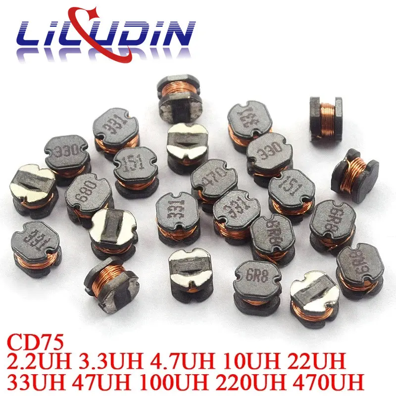 10Pcs SMD Power Inductor CD75 3.3uH 2.2uH 4.7uH 6.8uH 10uH 22uH 33uH ...