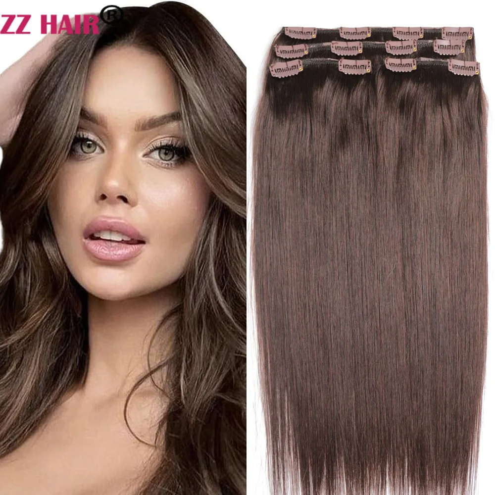 ZZHAIR 100% Brazilian Clips In Remy Human Hair Extensions 16"-24" 4Pcs ...