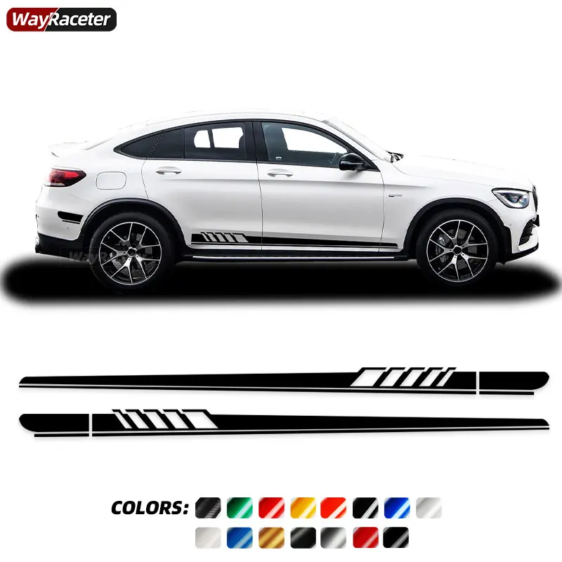 2-Pcs-Edition-One-Style-Door-Side-Stripes-Skirt-Sticker-For-Mercedes ...