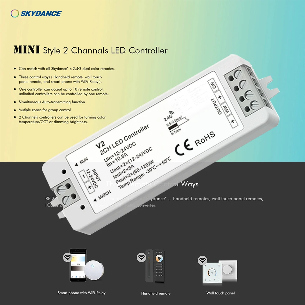 DC12-24V-V2-CCT-2-4GHzRF-Dual-Color-PWM-0-100-Dimming-smoothly-without ...