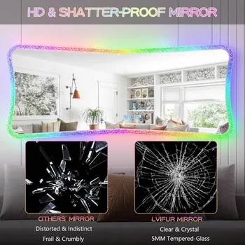 Full Length Mirror 48”x20”, Wall Mounted Hanging Mirror 7 Dynamic & 7 ...