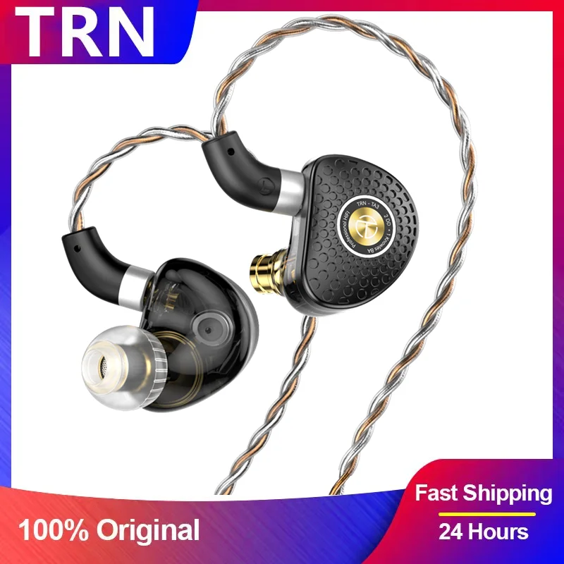 TRN TA3 Wired In Ear Headset, HiFi Earbuds, Fones de ouvido com microfone, Bass Game, Música, DJ ...