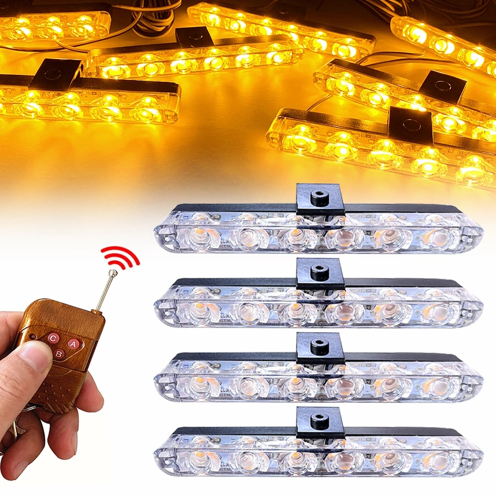 6 LED Strobe Light Police Flasher Wireless Remote Control Car Front ...