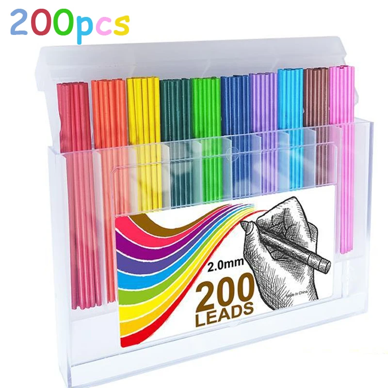 200pcs-Multiple-Colors-Mechanical-Pencils-Refills-2-0mm-Colored-Lead ...