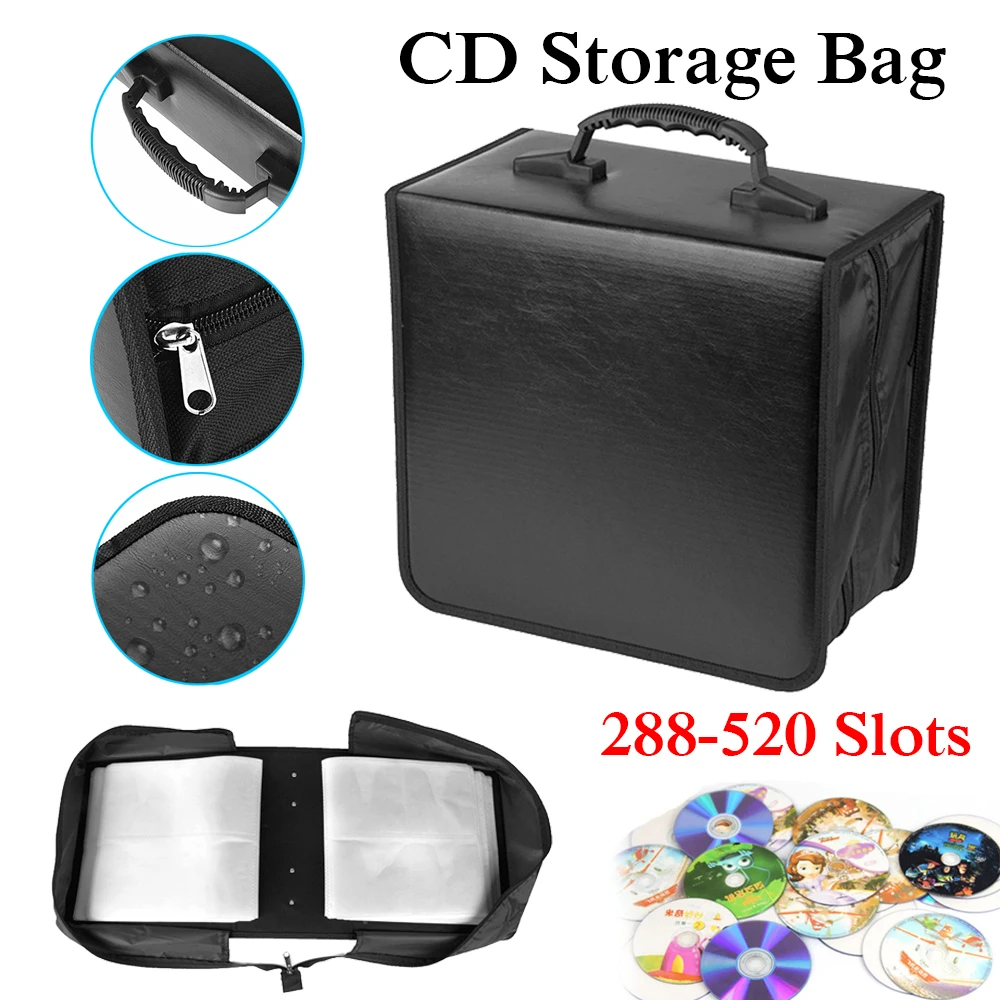 For 400 / 520 discs Large Capacity Portable Zipper PU Leather CD DVD ...