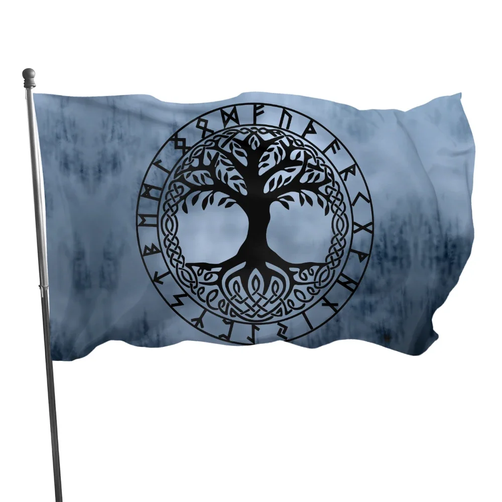 Yggdrasil-Tree-Runes-Flag-Viking-Tree-of-Life-Flags-Norse-Mythology ...
