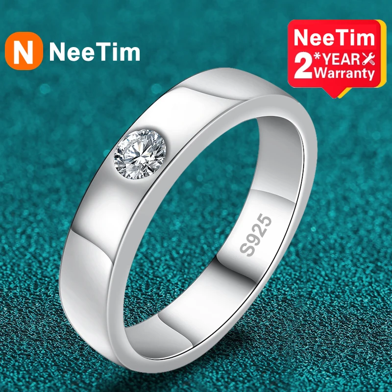 NeeTim-4mm-Moissanite-Ring-for-Men-925-Sterling-Silver-Gemstone-Lab-Diamond-Gold-Plated-Rings ...